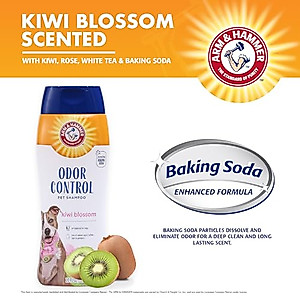 Arm & Hammer Super Deodorizing Shampoo For Dogs - Odor Eliminating Dog Shampoo For Smelly Dogs & Puppies With Arm & Hammer Baking Soda -- Kiwi Blossom Scent, 20 Fl Oz,White