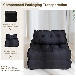 YOSHOOT Folding Couch Sofa Bed, Convertible Sleeper Chairs with Back Support, Foldable Couch Futon Mattress with Pillow, Portable Fold Out Chair Bed Floor Mattress Floor Couch for Living Room