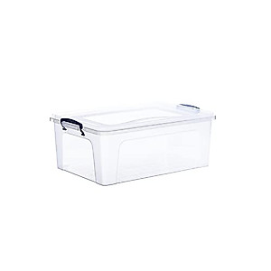 Superio 22 Qt Clear Plastic Storage Bins with Lids and Latches, Organizing Containers, Stackable Plastic Tote for Household, Garage, School, and Office, 2 Pack