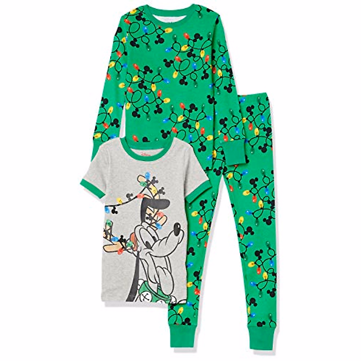 Amazon Essentials Disney | Marvel | Star Wars Boys' Pajama Set (Previously Spotted Zebra), Pack of 2, Mickey Holiday, 5