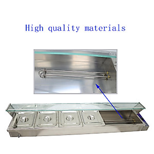 TECHTONGDA 6-Pan Bain-Marie Buffet Food Warmer Electric Steam Heater Stainless Steel Parties Catering Restaurants 1500W