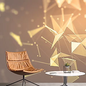 NWT Removable Wall Sticker/Wall Mural Digital Geometric Broken Glass Triangles Abstract Shapes Illustrations Modern Art Decorative Multicolor Boho for Living Room, Bedroom, Office - 66x96 inches