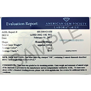 SZUL AGS Certified 1/4 Carat TW White Diamond Band in 10K White Gold