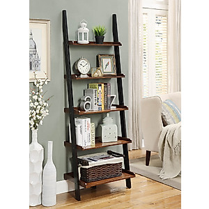 Convenience Concepts French Country Bookshelf Ladder, Dark Walnut / Black