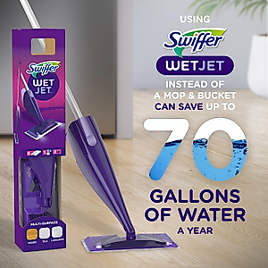 Swiffer WetJet Hardwood and Floor Spray Mop Cleaner Starter Kit, Includes: 1 Power Mop, 10 Pads, Cleaning Solution, Batteries