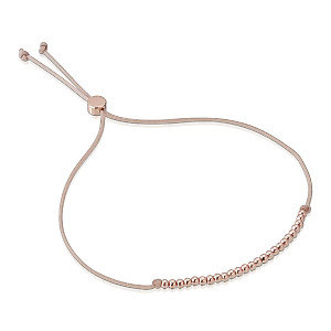 Lucky Feather Happy 25th Birthday Gifts For Women - 14K Rose Gold Dipped Beads Bracelet on Adjustable 7”- 8” Cord - Turning 25 Birthday Gifts For Her