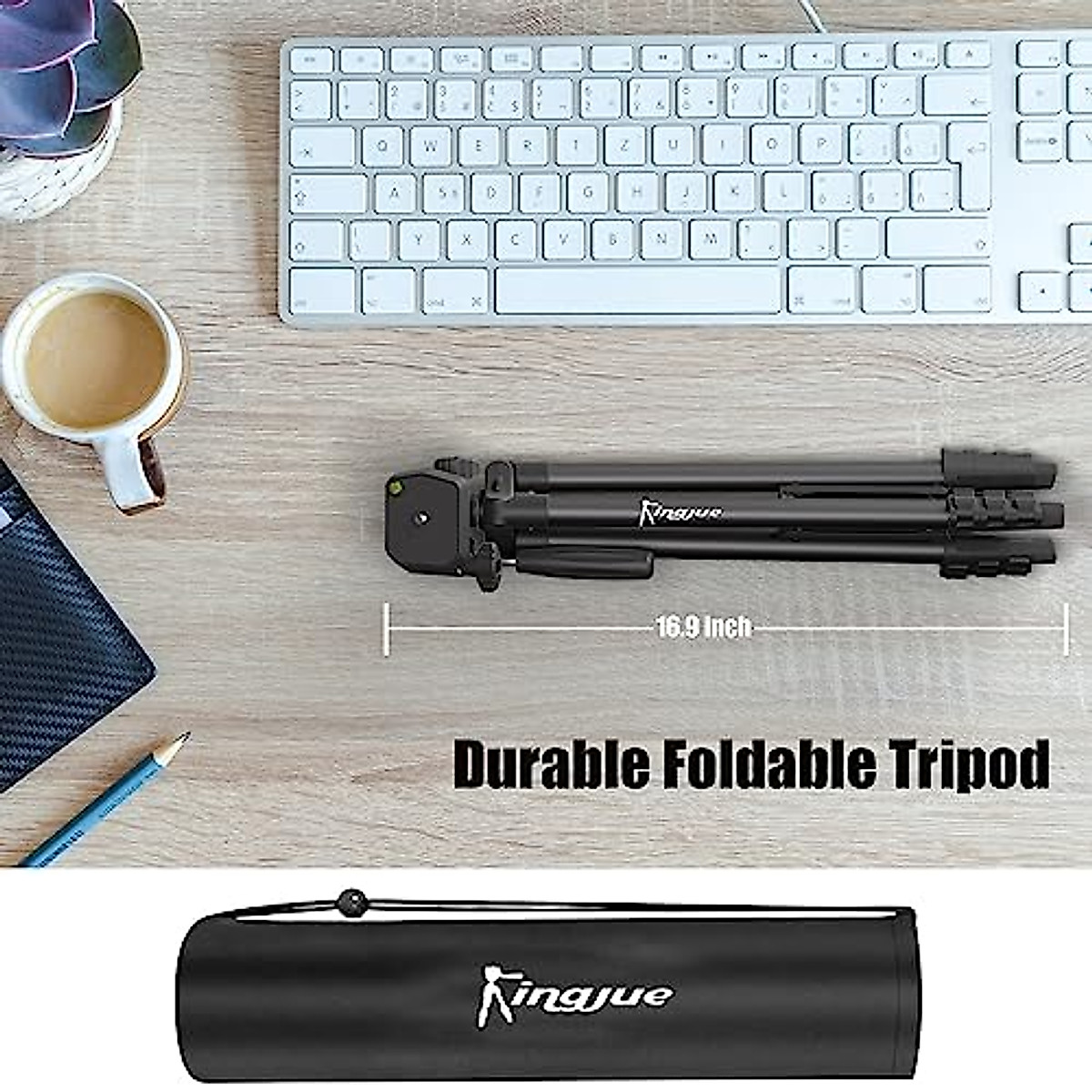 KINGJUE 71'' Camera Phone Tripod & Selfie Stick Compatible with Canon Nikon DSLR All Cell Phones with Universal Tablet Phone Holder Remote Shutter Bubble Level and Carry Bag Max Load 6.6LB