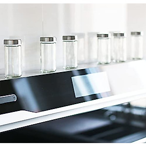 Tianifa 6 Pcs Glass Spice Jars/Bottles -3oz Empty round Spice Containers with Airtight Metal Caps with Shaker Lids (6, Stainless Steel Lids)