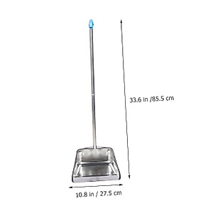 HOMOCONO Stainless Steel Garbage Bin Thicken Dustpan Outdoor Dust Pan Commercial Dustpan Room Cleaning Shovel Long Handle Dustpan Stand up Dustpan Kitchen Dustpan Tin Dustpan Silver Plastic