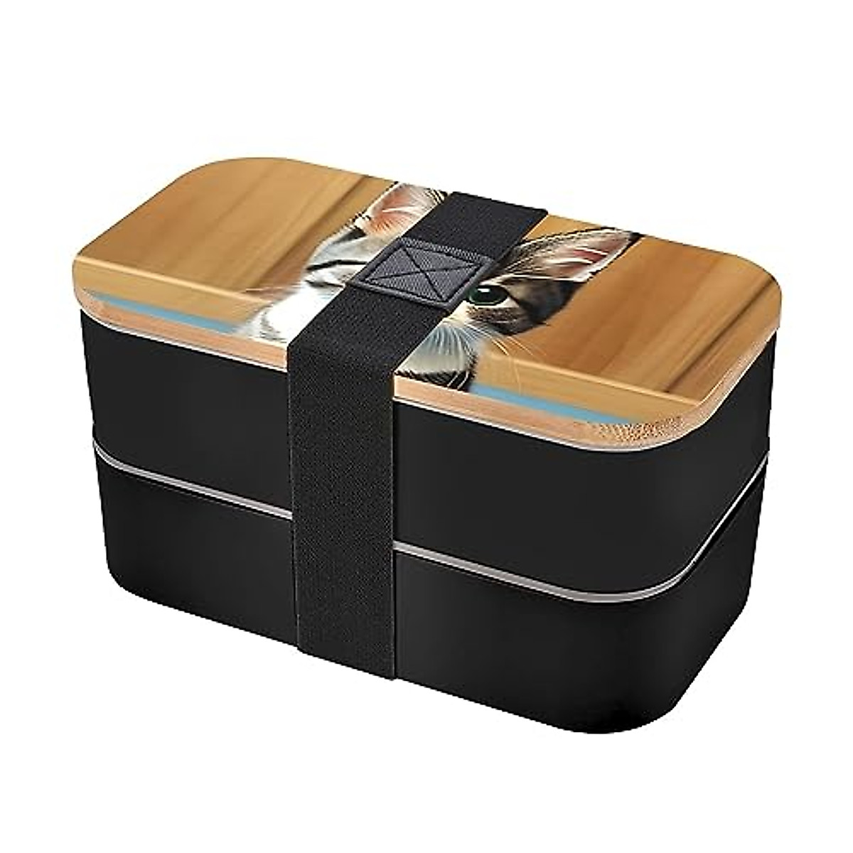 Bedroom Kitten Adult Lunch Box, Bento Box, With Cutlery Set Of 3, 2 Compartments, Rectangular, Lunch Box For Adults
