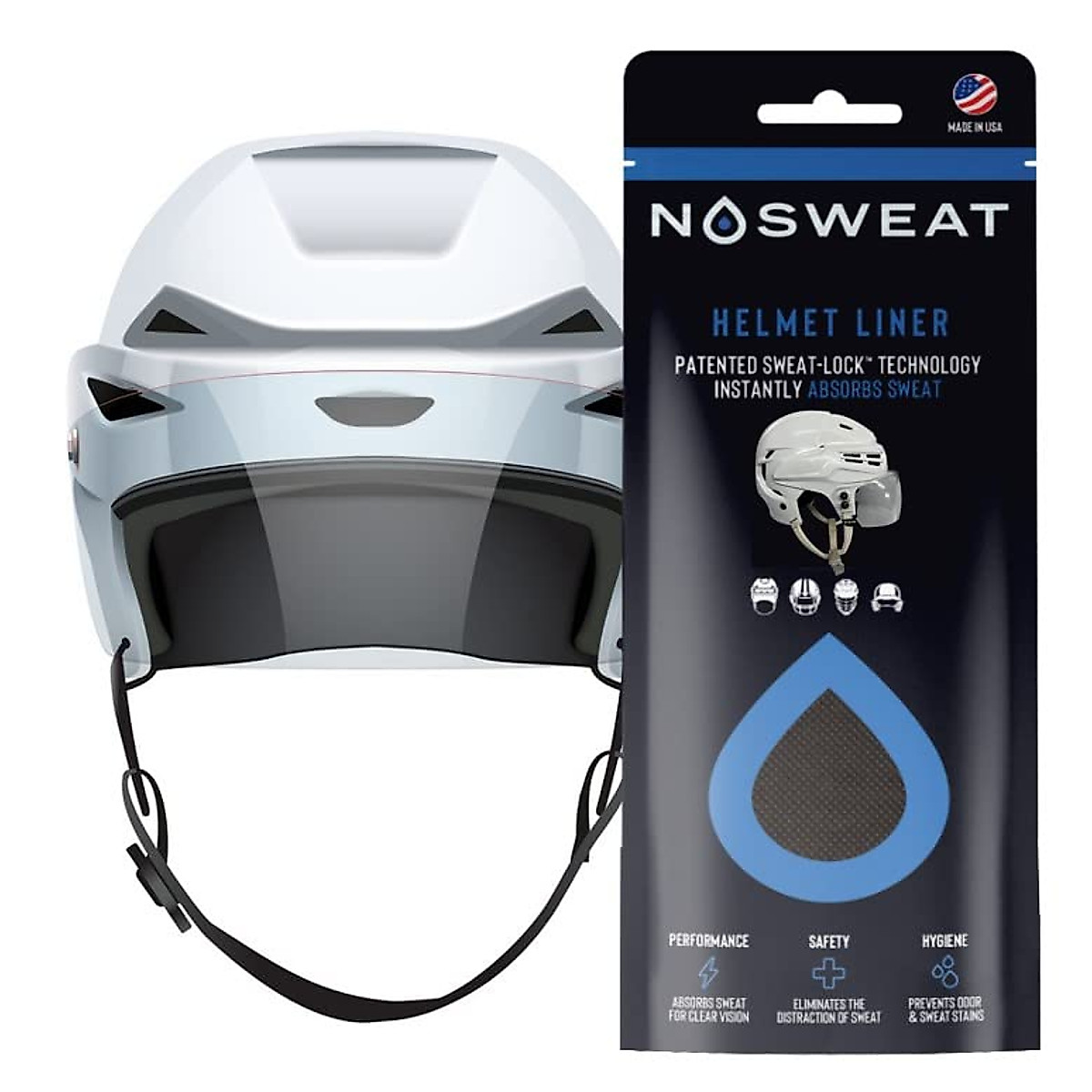 Hockey Helmet Sweat Liners and Sweatband by NoSweat Patented Sweatlock Technology 3 | 6 | 12 | 25 | 50 Pack (50)