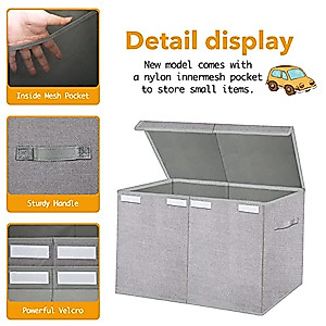 Pantryily Toy Box Storage Organizer - Large Collapsible Kids Toys Chest Boxes Container Bins with Lids & Handles for Nursery,Playroom,Office 26.8 "x13.8 x16 (Grey)