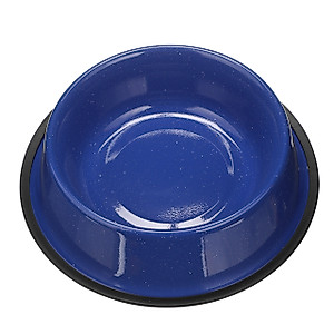 Neater Pet Brands - Outdoor Camping Style Pet Bowl - Enamel Ware Blue Black Granite Colors - Dog Cat No Tip Skid Bowls (64 oz, Blue)