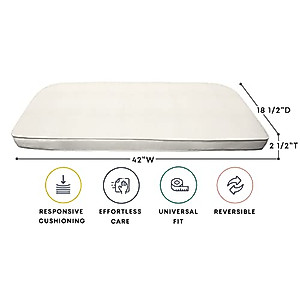 Honeycomb Outdoor Cushion 42" W x 18.5" D x 2.5" T, Textured Solid Bone Loveseat Bench Cushion