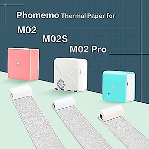 Phomemo M02 Pro Pocket Printer - with 3 Rolls Transparent White Paper， Compatible with iOS + Android for Plan Journal, Study Notes, Art Creation, Work, Gift