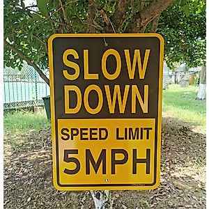 Joffreg Slow Down Speed Limit 5 MPH Sign,17 x12 Inches,Reflective Aluminum (2 Pack)