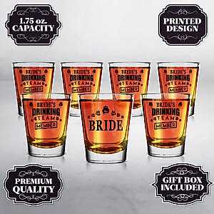 shop4ever Bride and Bride's Drinking Team Member Glass Shot Glasses Wedding Bachelorette Party Shot Glasses 7 Pack