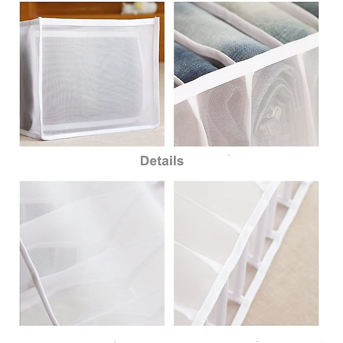 nuoxuan 2Pcs wardrobe clothes organizer closet organizers storage basket- foldable,save space clothing bins,portable containers room underwear,socks,scarves,leggings,skirts,t-shirts,jeans (Grey, 2L)