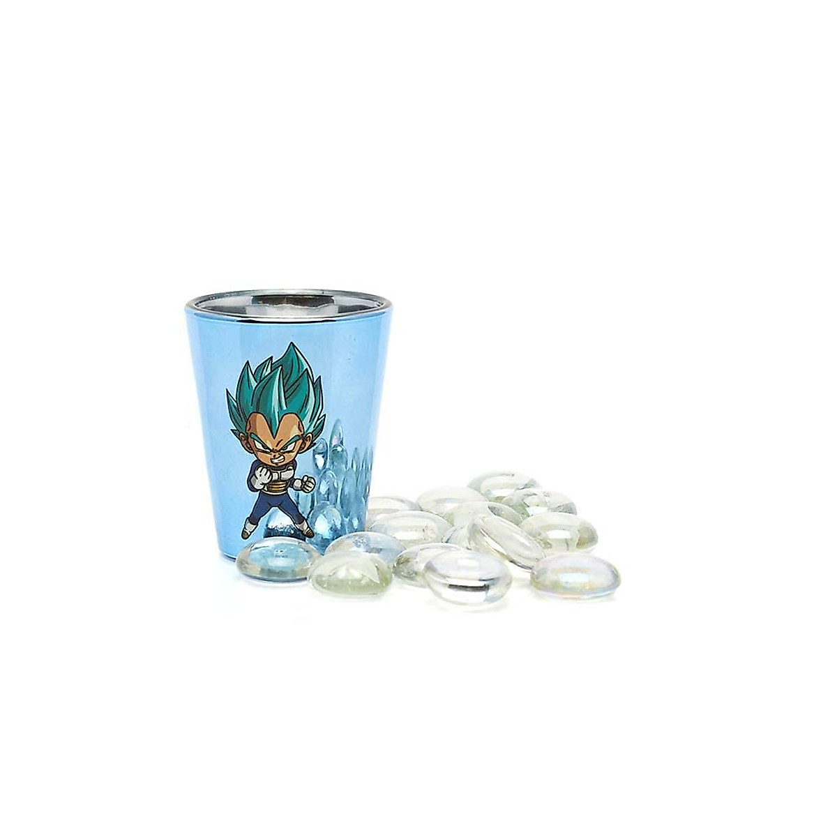 JUST FUNKY Dragon Ball Super Mini Glass Set | 2 Oz Shot Glasses Set of 4 | Featuring Trunks, Goku Black, Goku, and Vegeta Including their Super forms | Officially Licensed