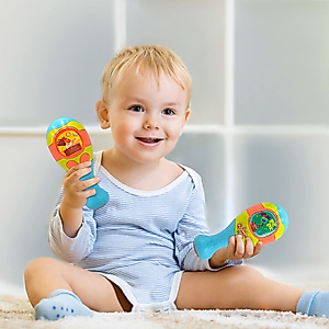 La Granja De Zenon Newborn Toys Bartolito Maracas for Kids with Electric,Egg Shakers Maracas and Baby Rattles 0-6 Months,Musical Instrument for Party Games Baby Party Favors（2PCS）