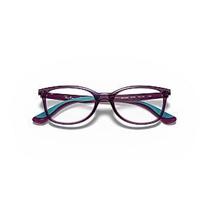 Ray-Ban Junior Kids' RY1586 Square Prescription Eyeglass Frames, Transparent Violet/Demo Lens, 49 mm