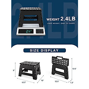 Dyforce Folding Step Stool 9", Durable Kids Heavy Duty Step Stools for Adults, Compact Light-Weight Toddler Step Stool for Kitchen, Bathroom, Holds Up to 300 lbs (Black)