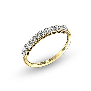 1/2 Carat TW Nine Stone Natural Round Diamond Wedding Anniversary Band In 14k Yellow Gold (J-K Color I2-I3 Clarity)