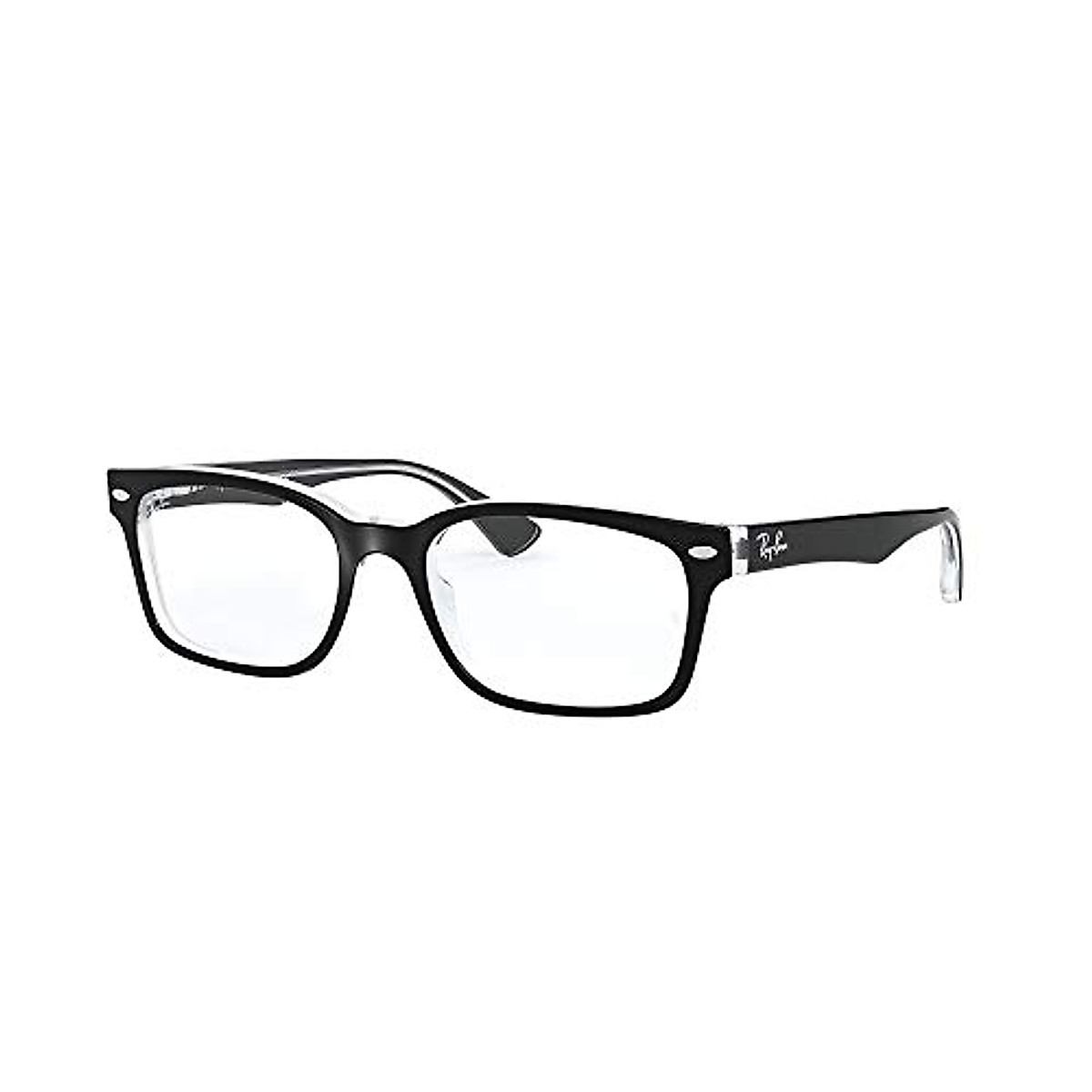 Ray-Ban RX5286 Square Prescription Eyeglass Frames, Black On Transparent/Demo Lens, 51 mm