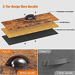 Furologee Console Sofa Table, TV Stand Console Table with Shelves, Dresser with 5 Fabric Drawers Closet Storage Organizer for Bedroom/Living Room/Entryway/Hallway, Rustic Brown