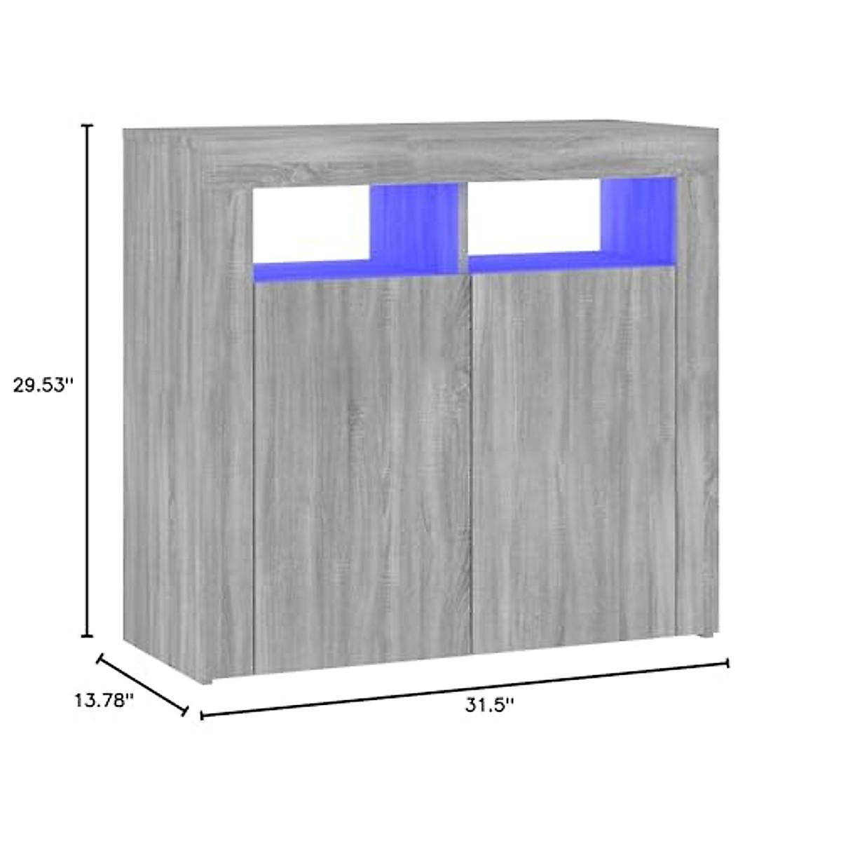 GaRcan TV Cabinet with LED Lights Gloss TV Stand Unit with LED Lights Unit Entertainment Centre Modern TV Unit Desk Bedroom Living Room, Smoked Oak 80 x 35 x 75 cm (Grey Sonoma 80 x 35 x 75 cm)