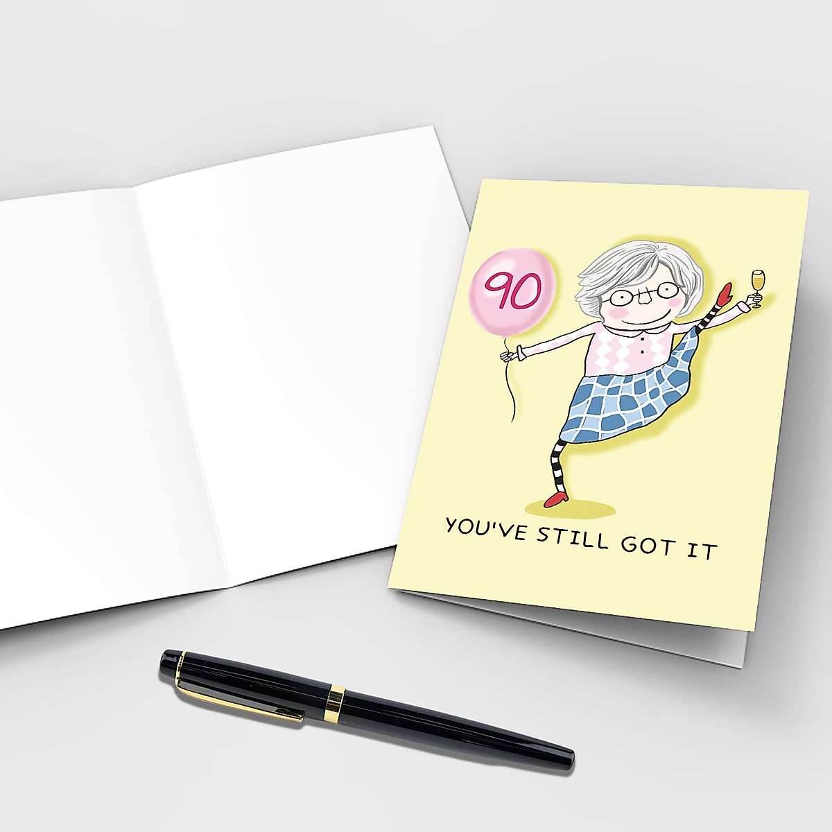 Qiliji Funny 90th Birthday Card for Women, 90 Years Old Birthday Card for Her, Happy Ninetieth Birthday Greeting Card, 90 Still Got It