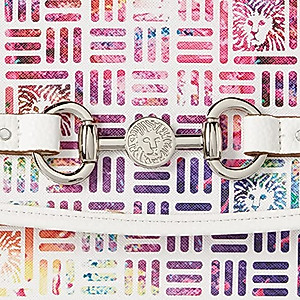 Anne Klein Flap Crossbody w/Horse bit, Ombre Rainbow Lion Logo Print/Anne White