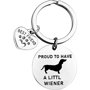 Lywjyb Birdgot Dachshund Gift Wiener Dog Gift Dog Mom Gift Dachshund Lovers Jewelry Proud to Have a Little Wiener Keychain Pet Dog Gift (Wiener dog ky)