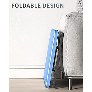 SOUNDANCE Small Folding Table, Adjustable TV Tray, Portable Dinner Table, Lightweight, Zero Assembly, Easy to Fold and Storage, Sturdy Desk for Home Garden Office Indoor Outdoor Use, Blue