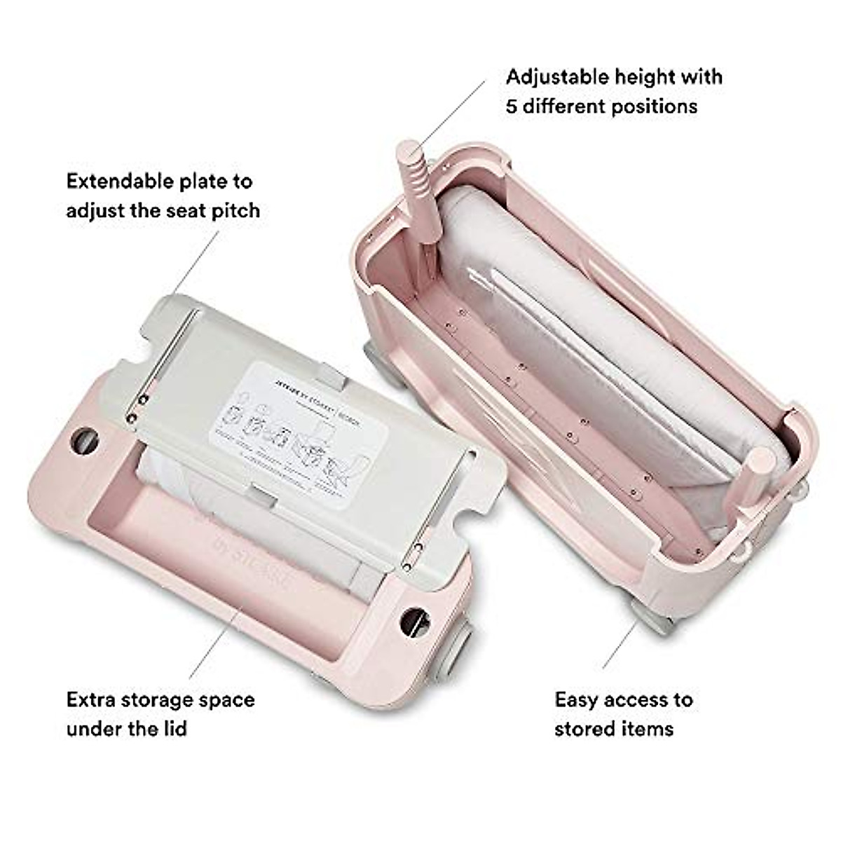 JetKids by Stokke BedBox, Pink Lemonade - Kid's Ride-On Suitcase & In-Flight Bed - Help Your Child Relax & Sleep on the Plane - Approved by Many Airlines - Best for Ages 3-7