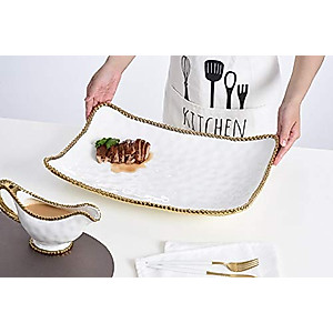 Pampa Bay Porcelain Rectangular Serving Platter Tray (Gold)