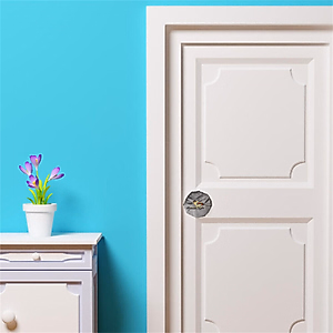 PANSHA Door Knob Cover Grey with Bird Embroidered 2 PCS, Soft Velvet Wall Protector, Decorative Door Knob Cushion Not to Dent Applicances