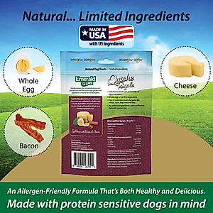 Emerald Pet Quiche Royale Premium Training Dog Treats — Healthy and Tasty Natural Dog Chews Made with Real Eggs — Limited Ingredient Dog Treats Made in The USA — Bacon & Cheese Treats, 6 oz