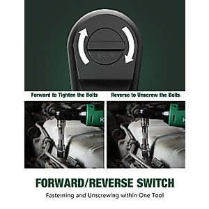 KIMO Cordless Electric Ratchet Wrench Set, 40 Ft-lbs, 400 RPM, 3/8" 12V Cordless Ratchet Kit w/ 60-Min Fast Charge, Variable Speed Trigger, 2-Pack Lithium-Ion Batteries, 8 Sockets