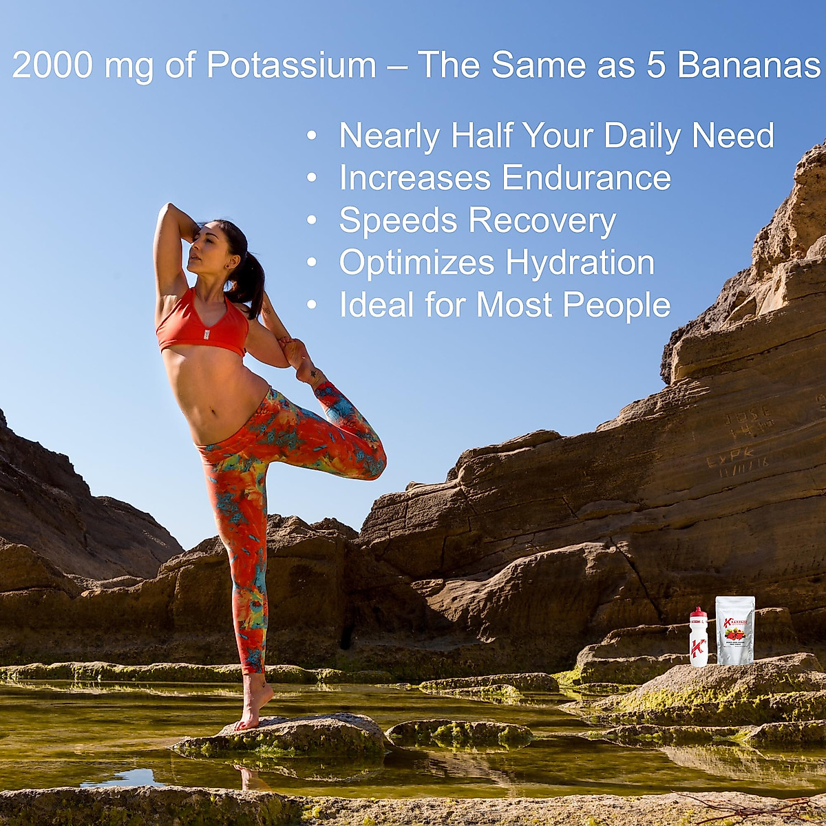 Krampade Electrolytes Powder Potassium Supplement - 2000 mg K+, >2X More Than Coconut Water | Cramp Relief and Prevention | Hydration Powder