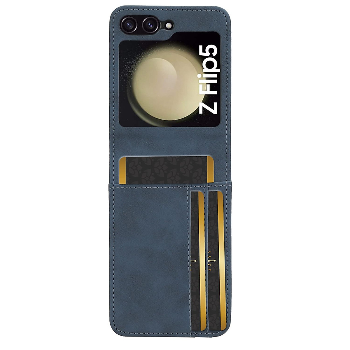 DAMONDY for Galaxy Z Flip5 5G Wallet Case,Samsung Z Flip5 5G Phone Case, Leather Flip Case Classic Design with Card Slot and Magnetic Closure Flip Fold Case for Samsung Z Flip5 5G -Blue