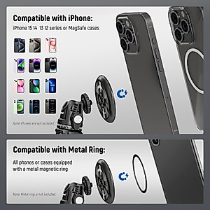 NEEWER Magnetic Desk Phone Tripod Set Compatible with MagSafe iPhone 16 15 Pro Max Plus 14 13 12 Series, Single Hand Grip Selfie Stick Metal Tabletop Mini Tripod with Ball Head, PA010+TP29