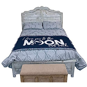 Pure Country Weavers I Love You to The Moon and Back Blanket Blue - Gift Tapestry Throw for Back of Couch or Sofa - Woven from Cotton - Made in The USA (61x36)