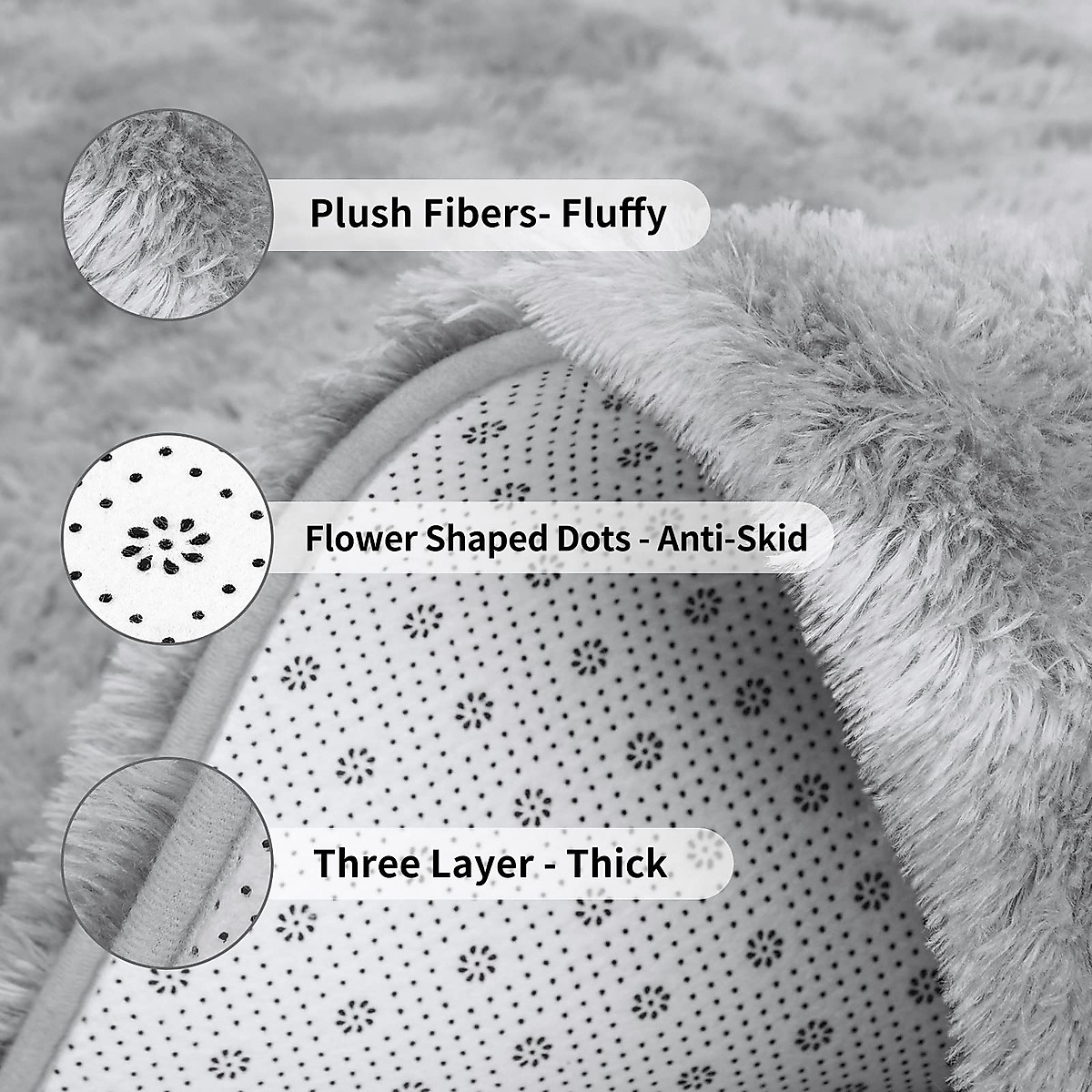 FlyDOIT 6x9 Feet Large Area Rugs for Living Room, Tie-Dyed Light Grey Shaggy Rug Fluffy Throw Carpets, Ultra Soft Plush Modern Indoor Fuzzy Rugs for Bedroom Girls Kids Nursery Room Dorm Home Decor