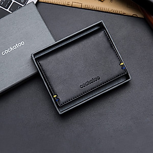 Cockatoo Business Card Case Holder for Men & Women, Genuine Leather Vertical Bifold RFID Front Pocket Wallets