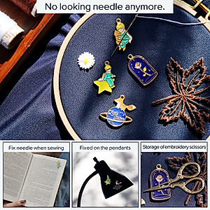 4pcs Needle Minder for Cross Stitch,Sewing Magnetic Needle Keeper,Cute Little Prince Cartoon Enamel Pin,Needle Holder for Embroidery,Needlework Storage Accessory,Gift for Cross Stitch Lover(18-Needle）