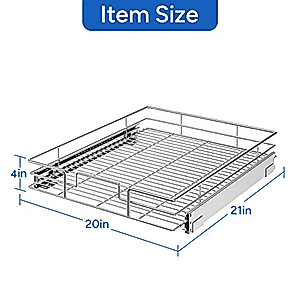 ROOMTEC Pull Out Cabinet Organizer, Cabinet Pull Out Shelves 20" W x 21" D, Heavy Duty Cabinet Drawers Slide Out Kitchen Cabinet Organizers Storage Shelf
