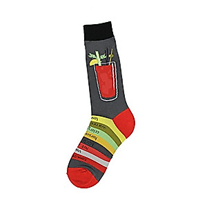 Foot Traffic Men's Novelty Socks, Funny Beverage-Themed Socks for Men, Sizes 7–12, Bloody Mary