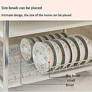 STRAW Stainless Kitchen Storage Rack, Dish Drying Rack Chrome Dish Drainer Rack Steel Dish Rack with Drain Board and Cutlery