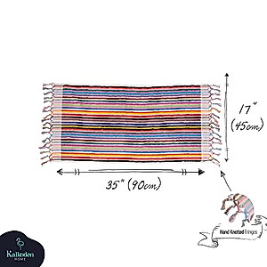 Striped Hand and Bath Towels for Bathroom | Set of 2 Hand Towels | Organic Turkish Cotton | Large Soft Plush Fluffy Absorbent Ribbed Bath Towels (Hand Towel Set, Rainbow)